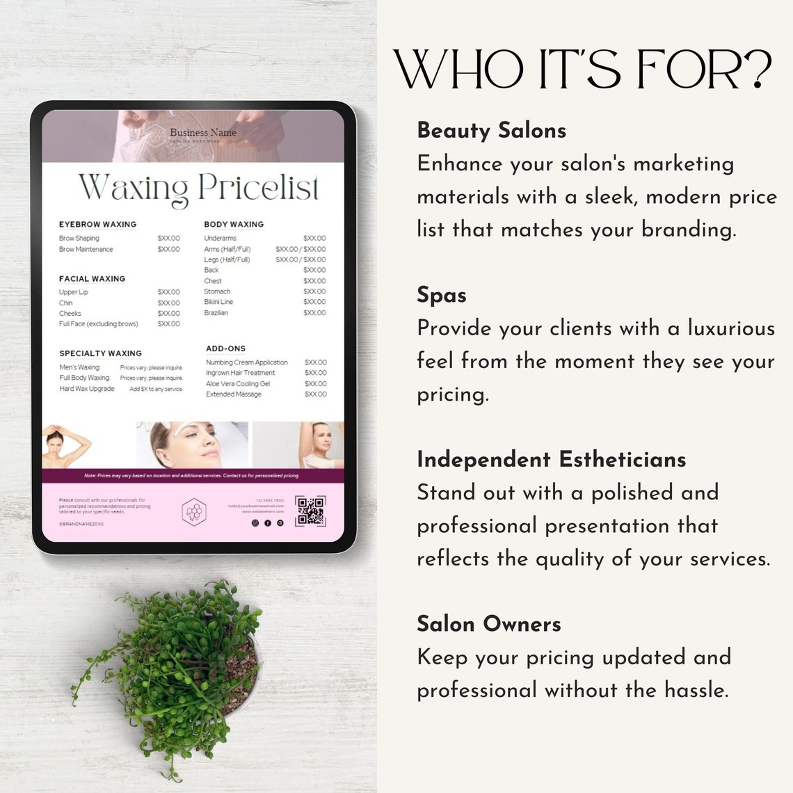 Waxing Services Price List Template Canva Brazilian Waxing Bikini Flyer ...