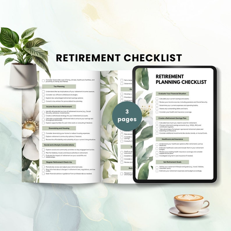 Retirement Checklist Retirement Planner Template Printable Retirement ...