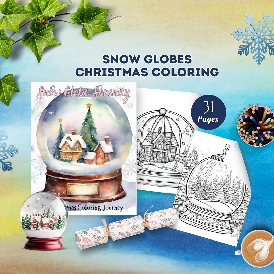 Printable Christmas Snow Globe Coloring Pages Holiday Activity - Etsy