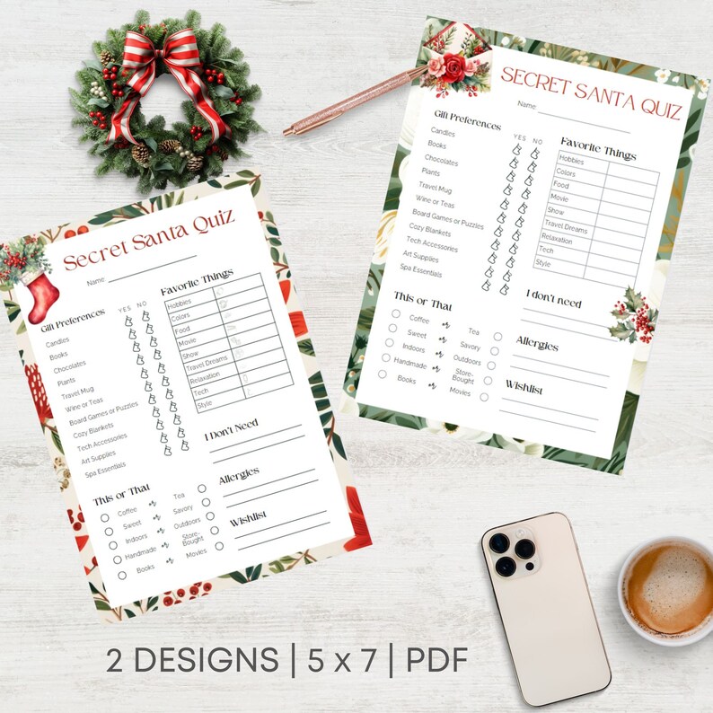 Secret Santa Quiz Secret Santa Questionnaire Christmas Gift - Etsy