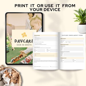 Day Care Sign in Sheet Nursery Enrollment Form Kindergarten ...