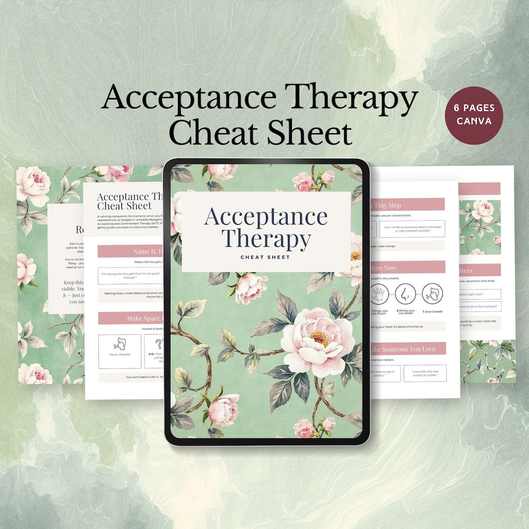 Acceptance Therapy Cheat Sheet ACT Commitment Radical Worksheet ...