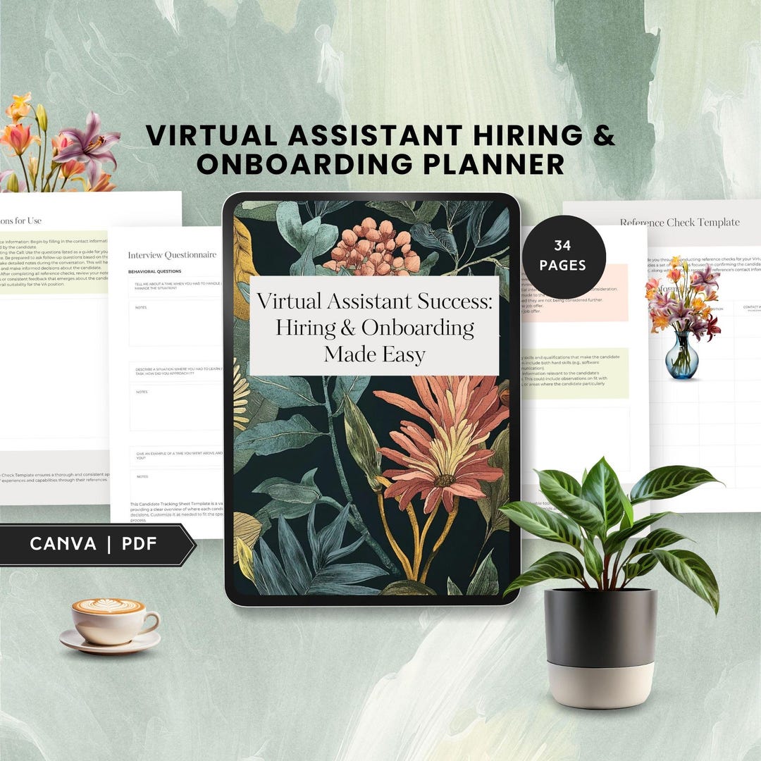 Virtual Assistant Onboarding Planner New Client VA Onboard Hiring Guide ...