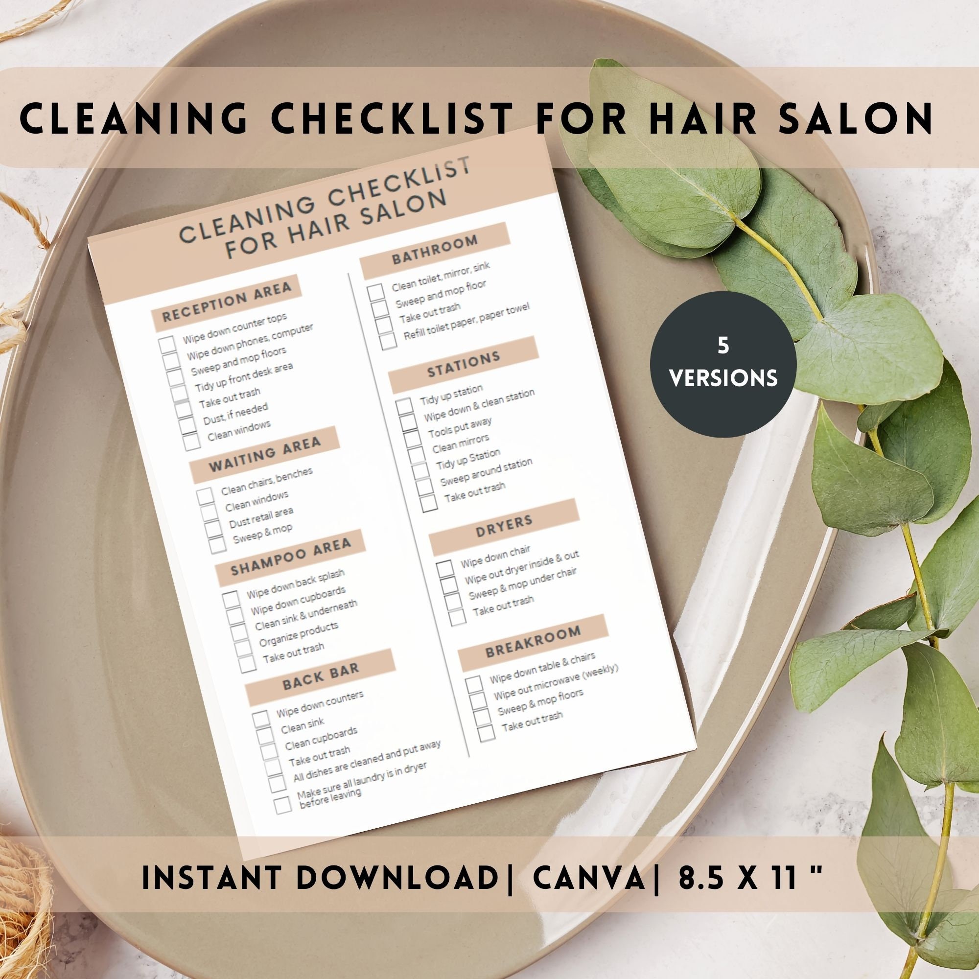Cleaning Checklist Hair Salon Cleaning Schedule Janitorial Cleaning ...