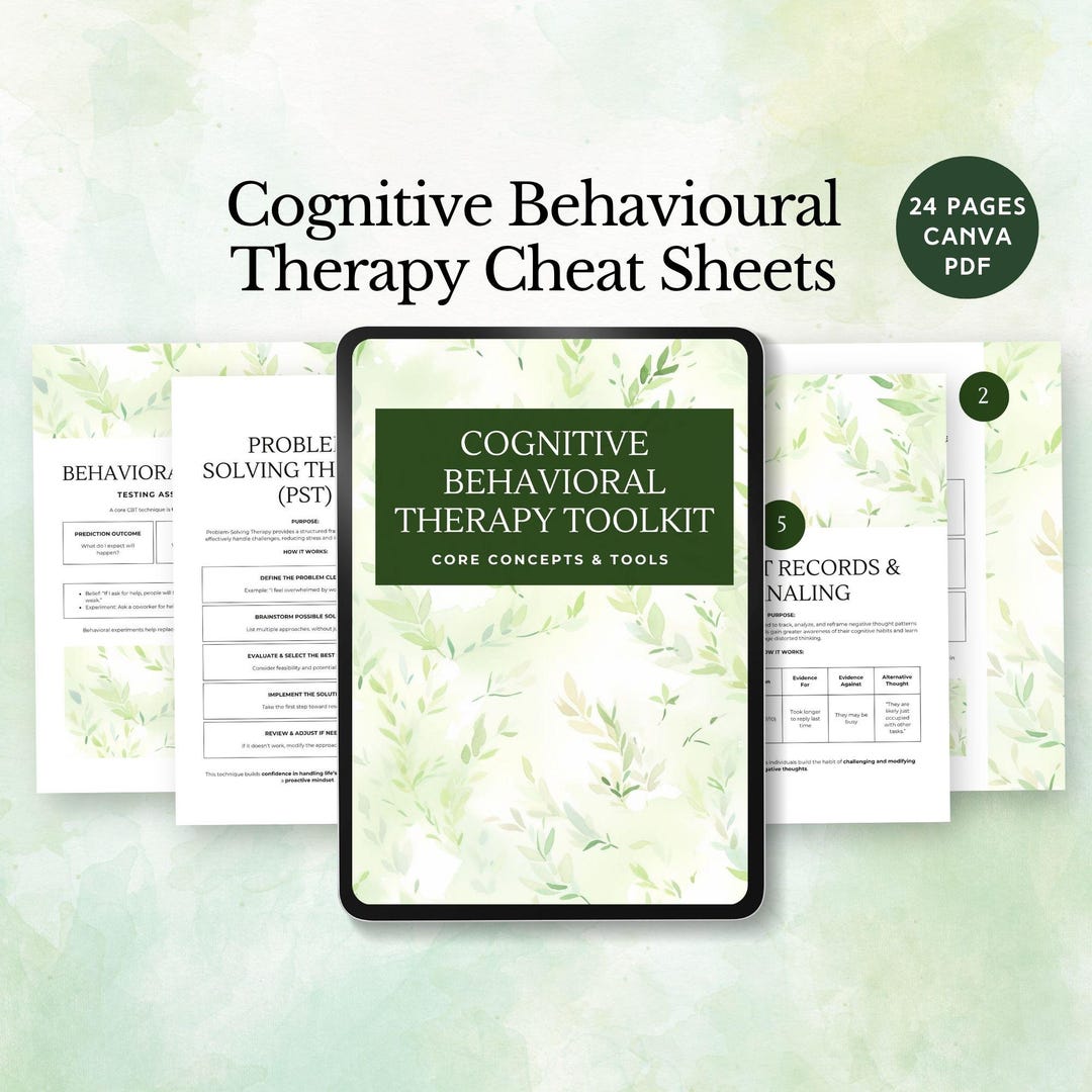 Cognitive Behavioral Therapy Cheat Sheet CBT Techniques Worksheets ...