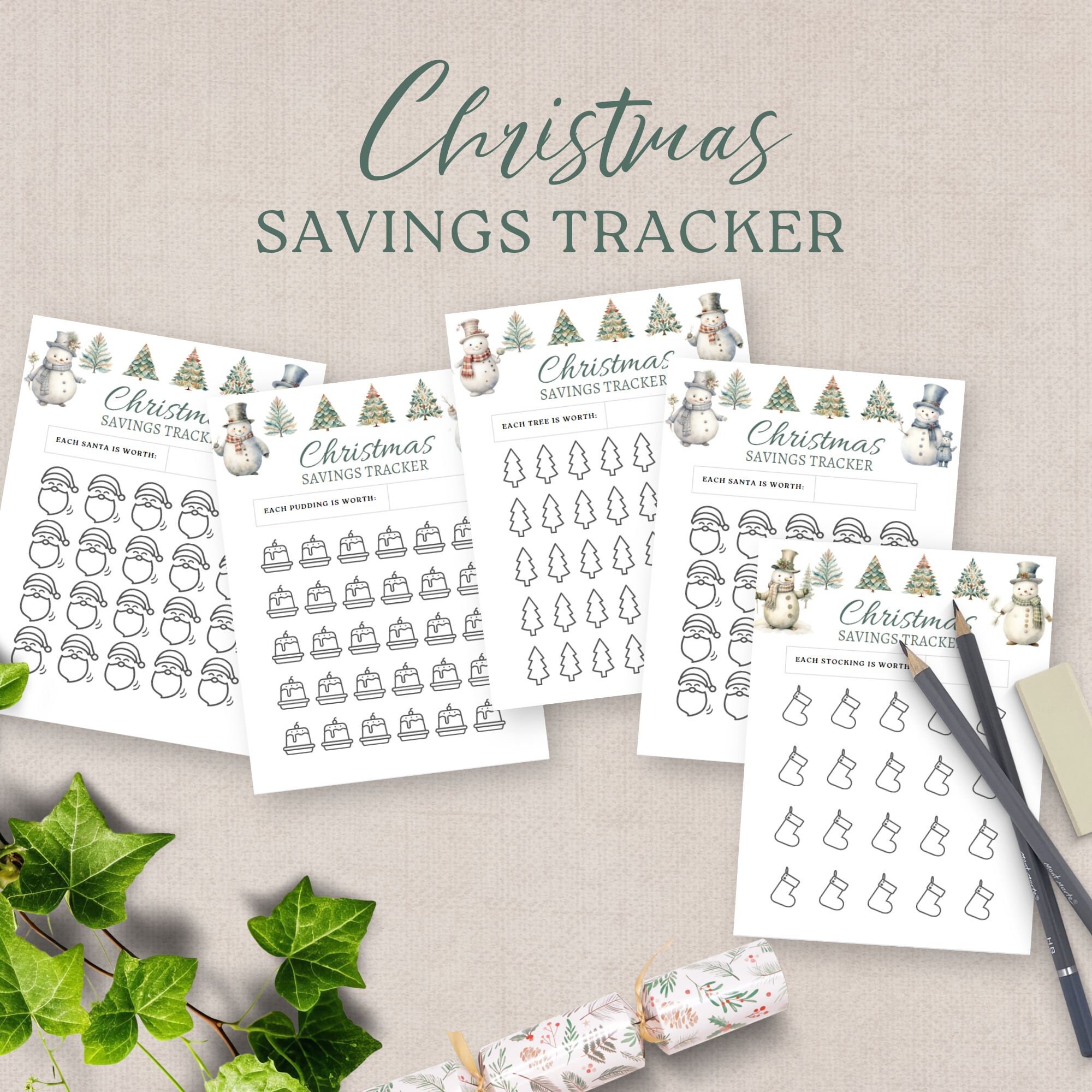 Christmas Savings Challenge Printable Tracker Book Bundle Xmas Envelope ...