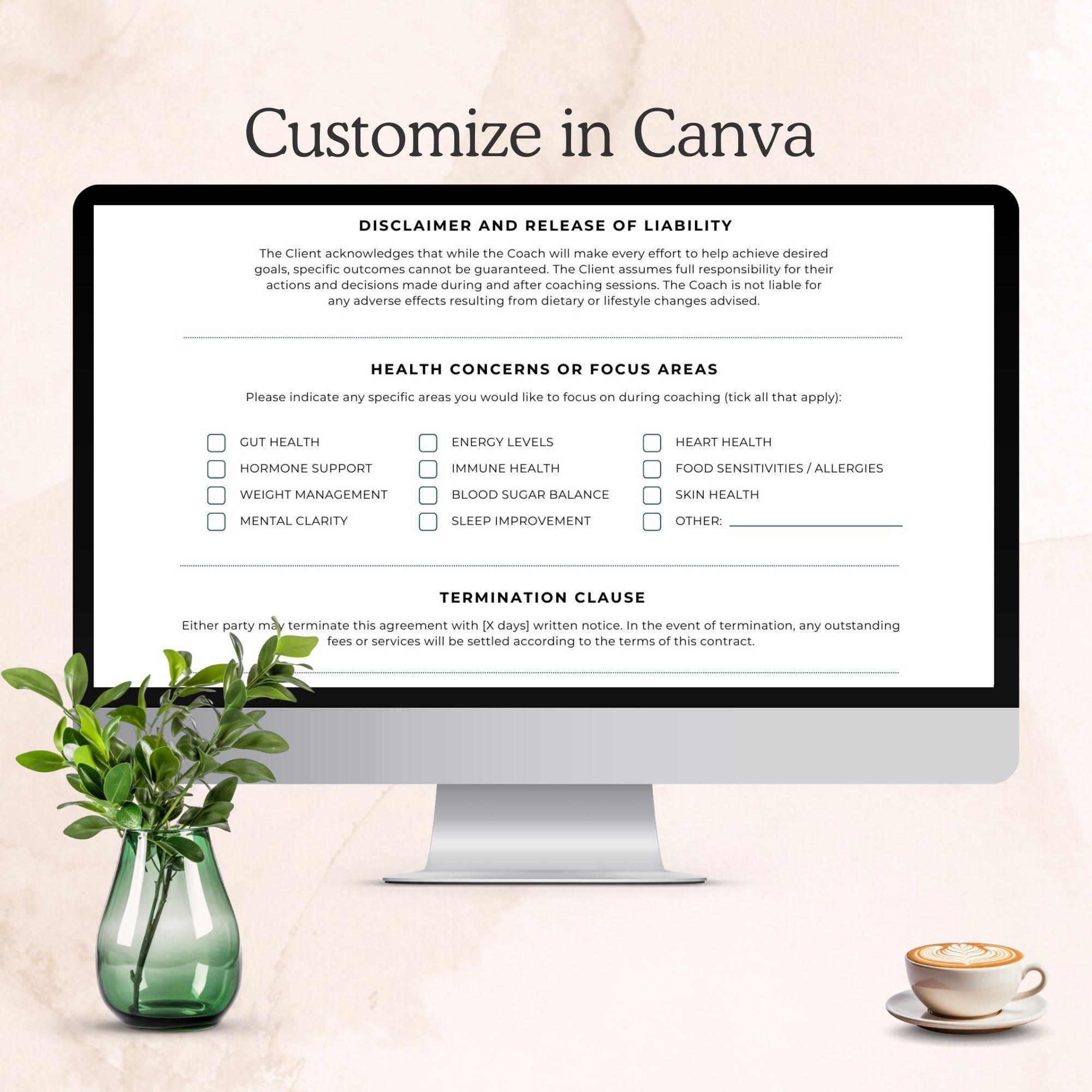 Nutrition Coach Contract Template Wellness Coach Client Onboarding ...