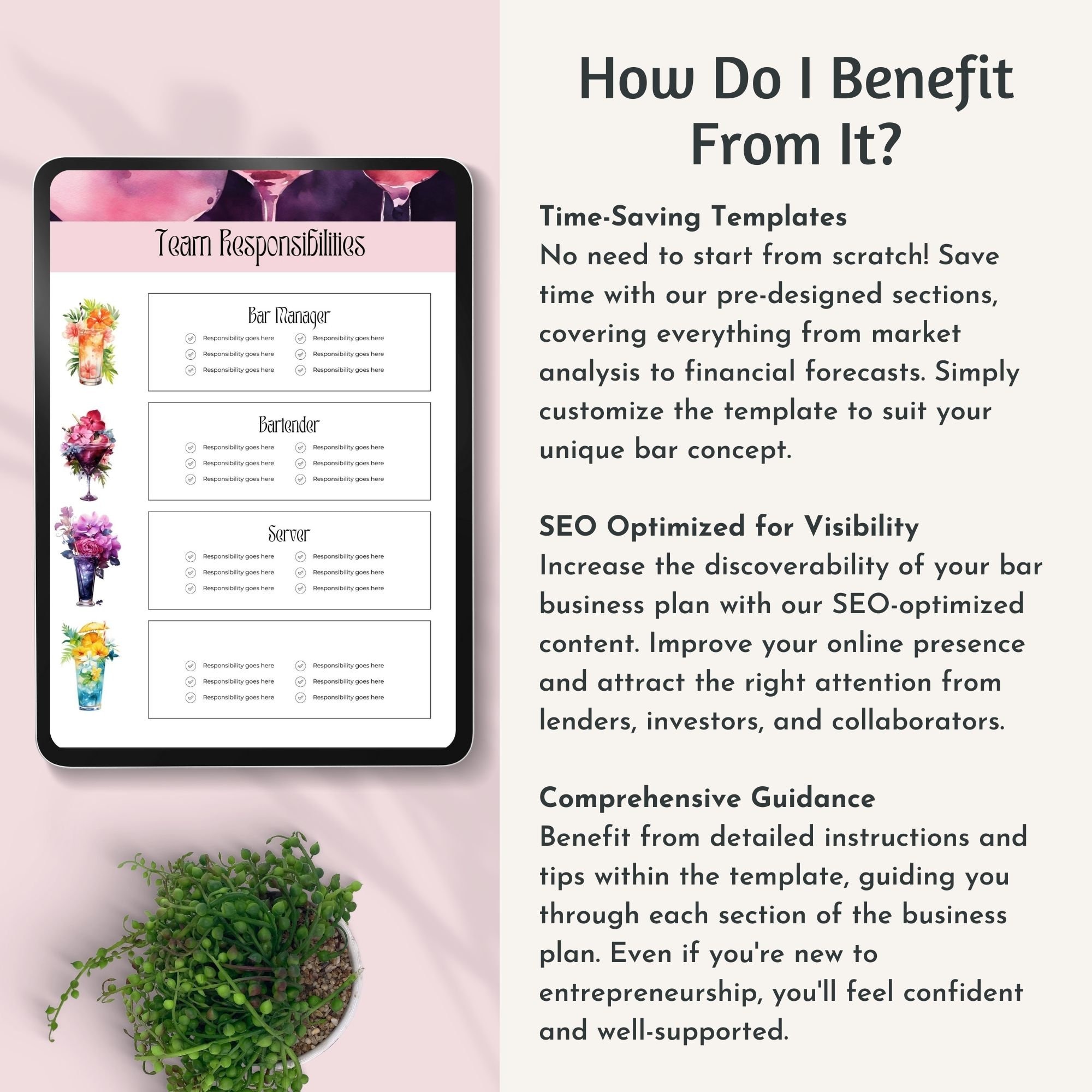 Bar Business Plan Template Cocktail Lounge Business Planner Wine Bar ...