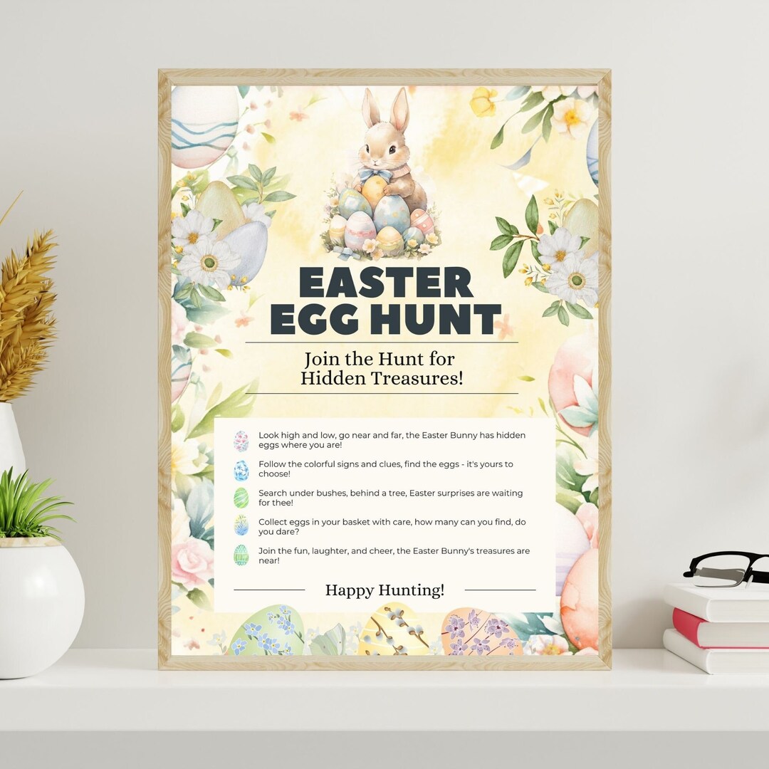 Printable Easter Egg Hunt Sign Kids Easter Bunny Yard Sign Easter Party ...