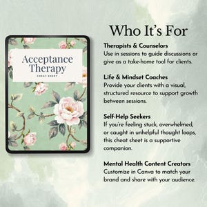 Acceptance Therapy Cheat Sheet ACT Commitment Radical Worksheet ...