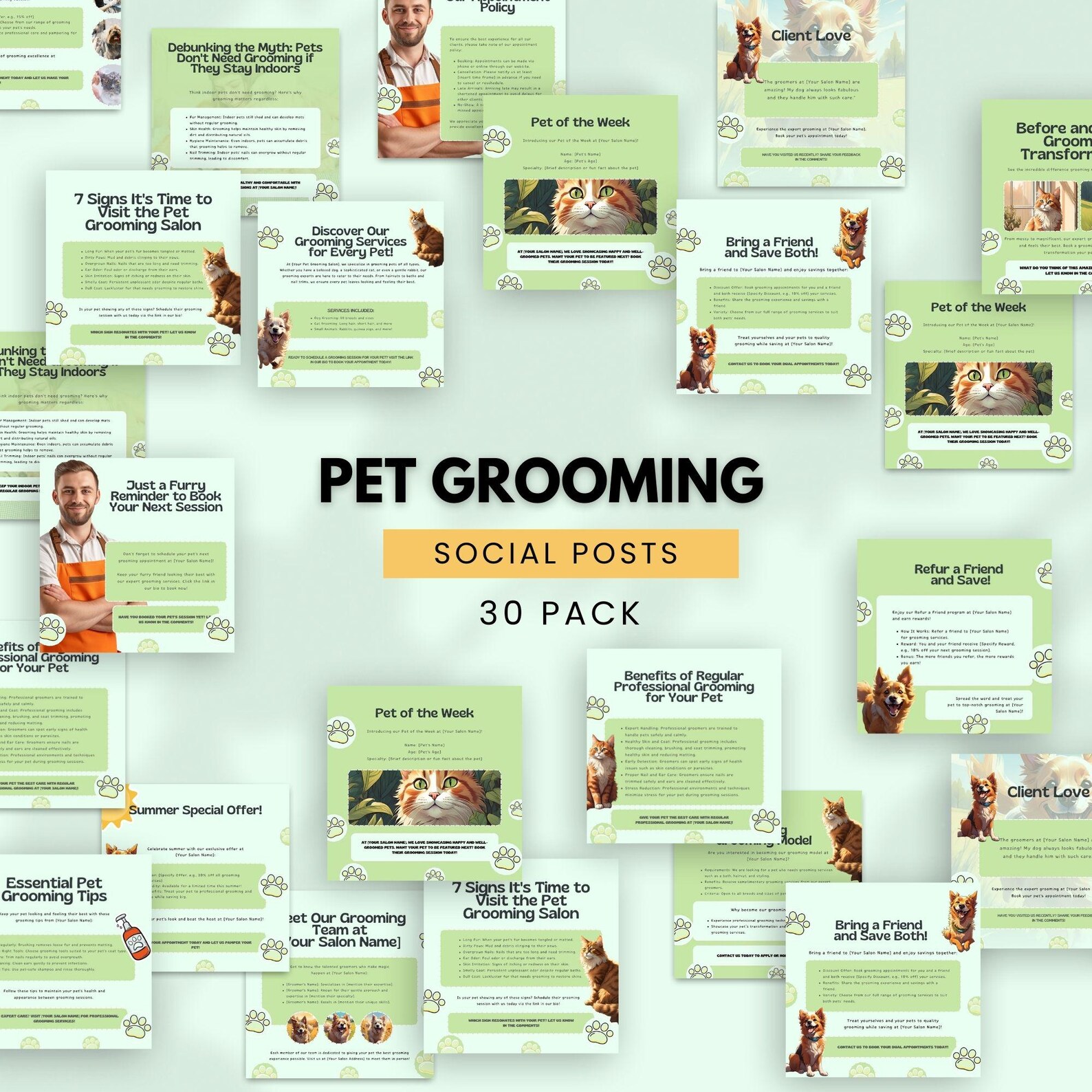 Pet Grooming Instagram Posts Dog Grooming Social Media Pet Shop Spa ...
