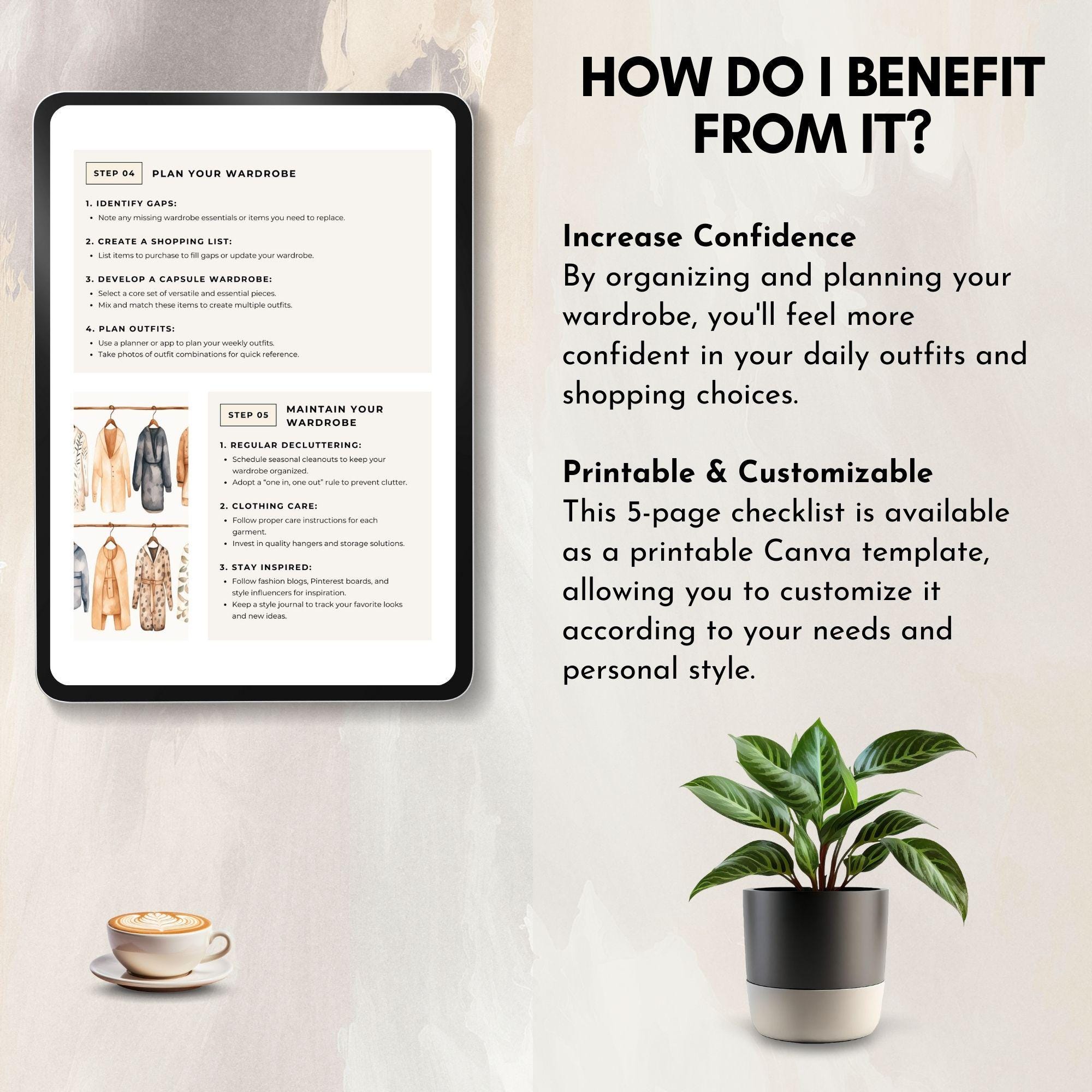 Wardrobe Checklist Closet Declutter Planner Closet Organization ...