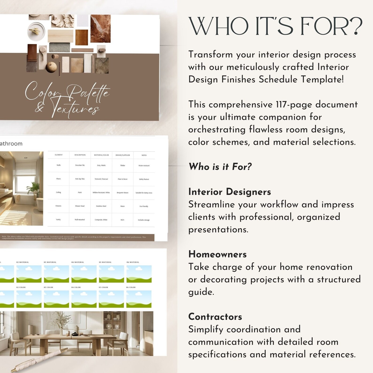 Interior Design Finish Schedule Template Fixtures for Interior Designer ...