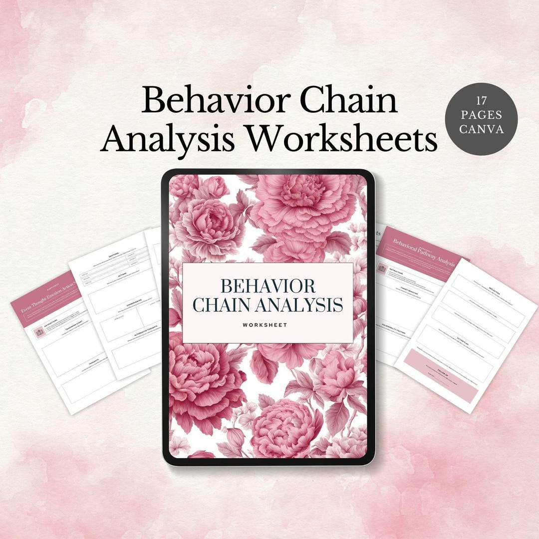 Behavior Chain Analysis Worksheet Mental Health Therapy Tool Coping ...