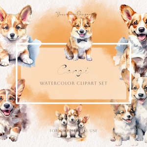 Corgi Watercolor Clipart Set | Welsh Corgi Clipart | Dog Clipart ...
