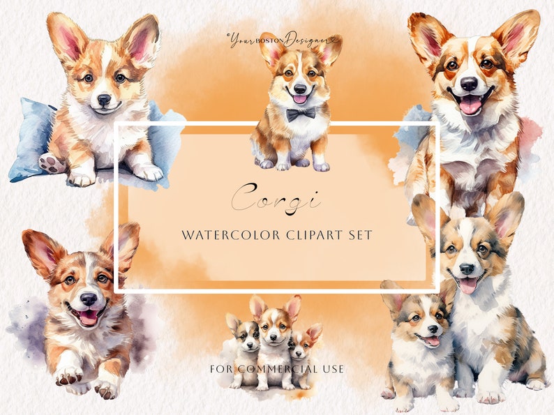 Corgi Watercolor Clipart Set | Welsh Corgi Clipart | Dog Clipart ...