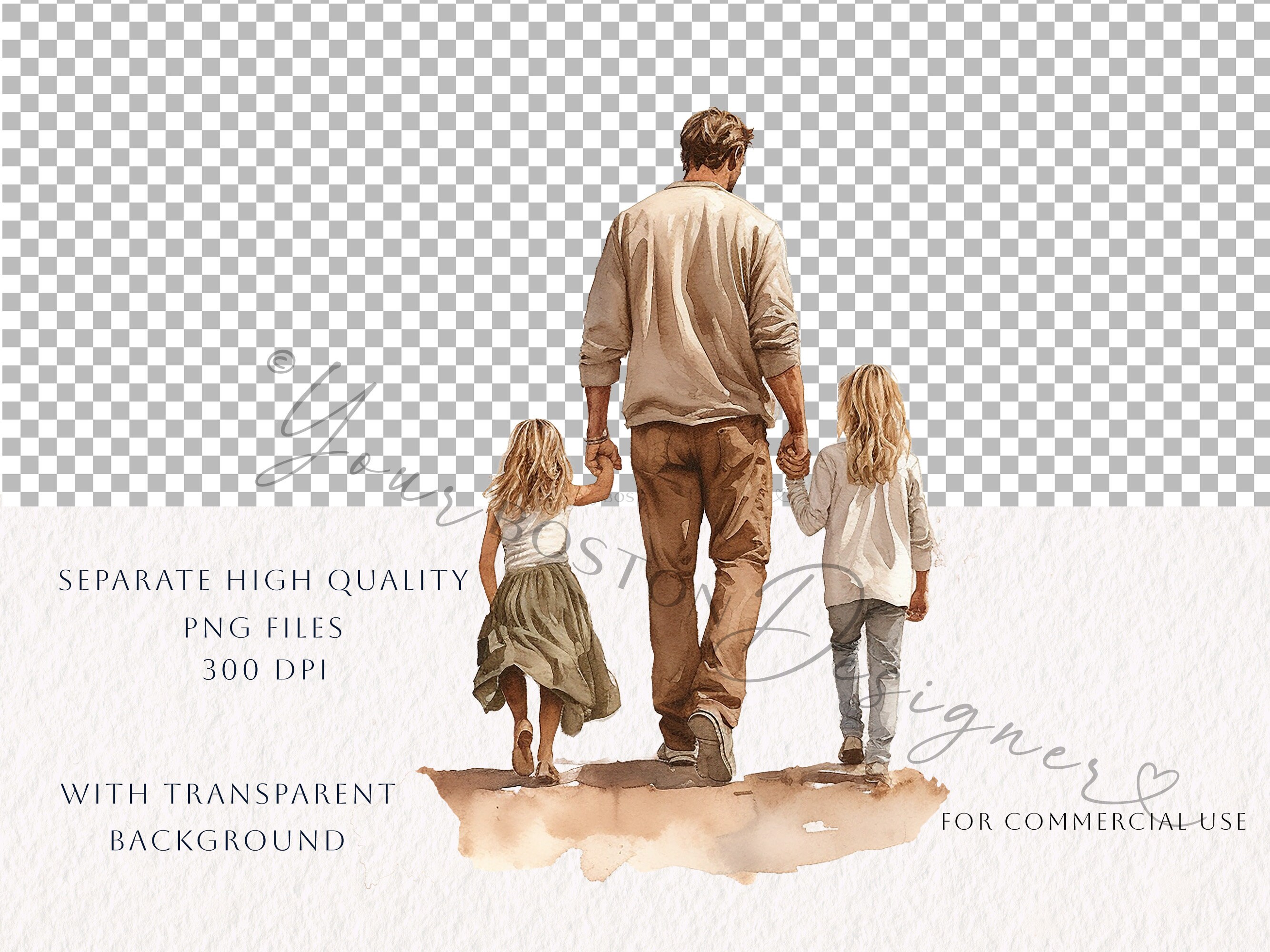 Dad&me Watercolor Clipart Set | Father's Day Clipart Set | Commercial ...