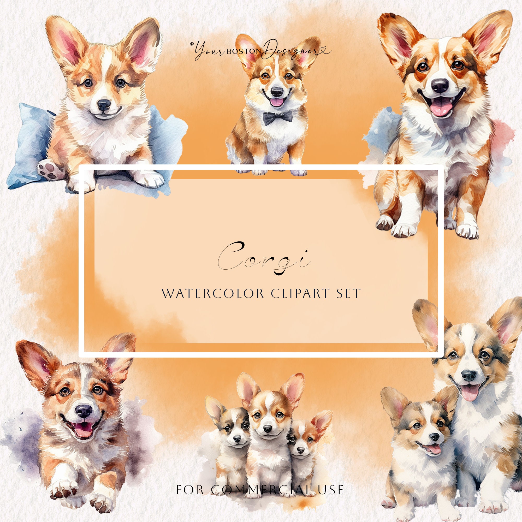 Corgi Watercolor Clipart Set | Welsh Corgi Clipart | Dog Clipart ...