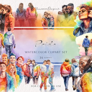 Pride Watercolor Clipart Set | Gay Couple Clipart | Lesbian Couple ...