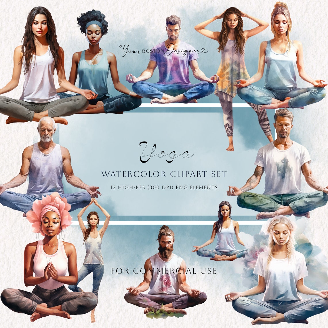 Yoga Watercolor Clipart Set Yoga Clipart Yoga and - Etsy