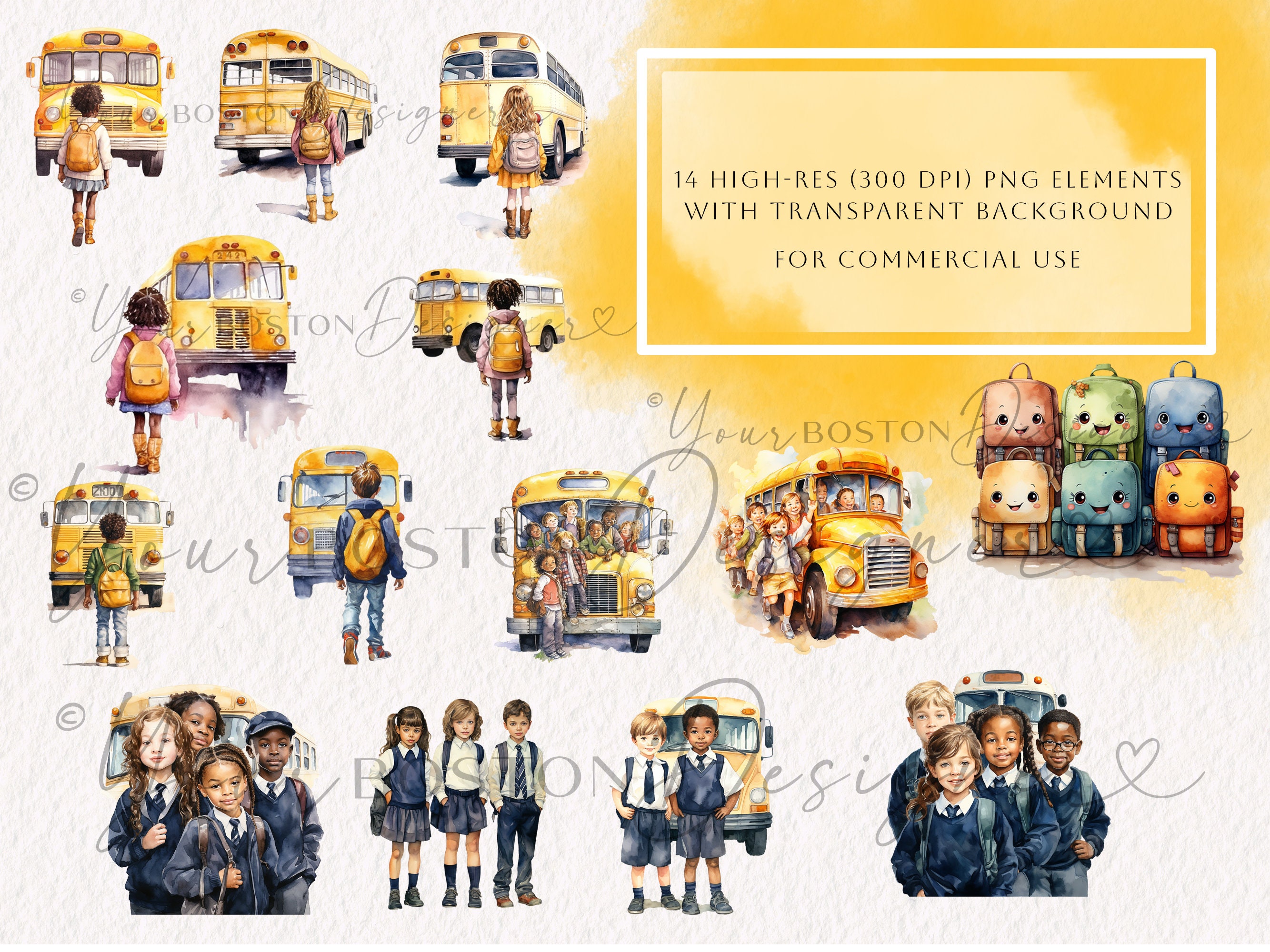 Back to School Clipart Set | Back to School | School Bus Clipart ...