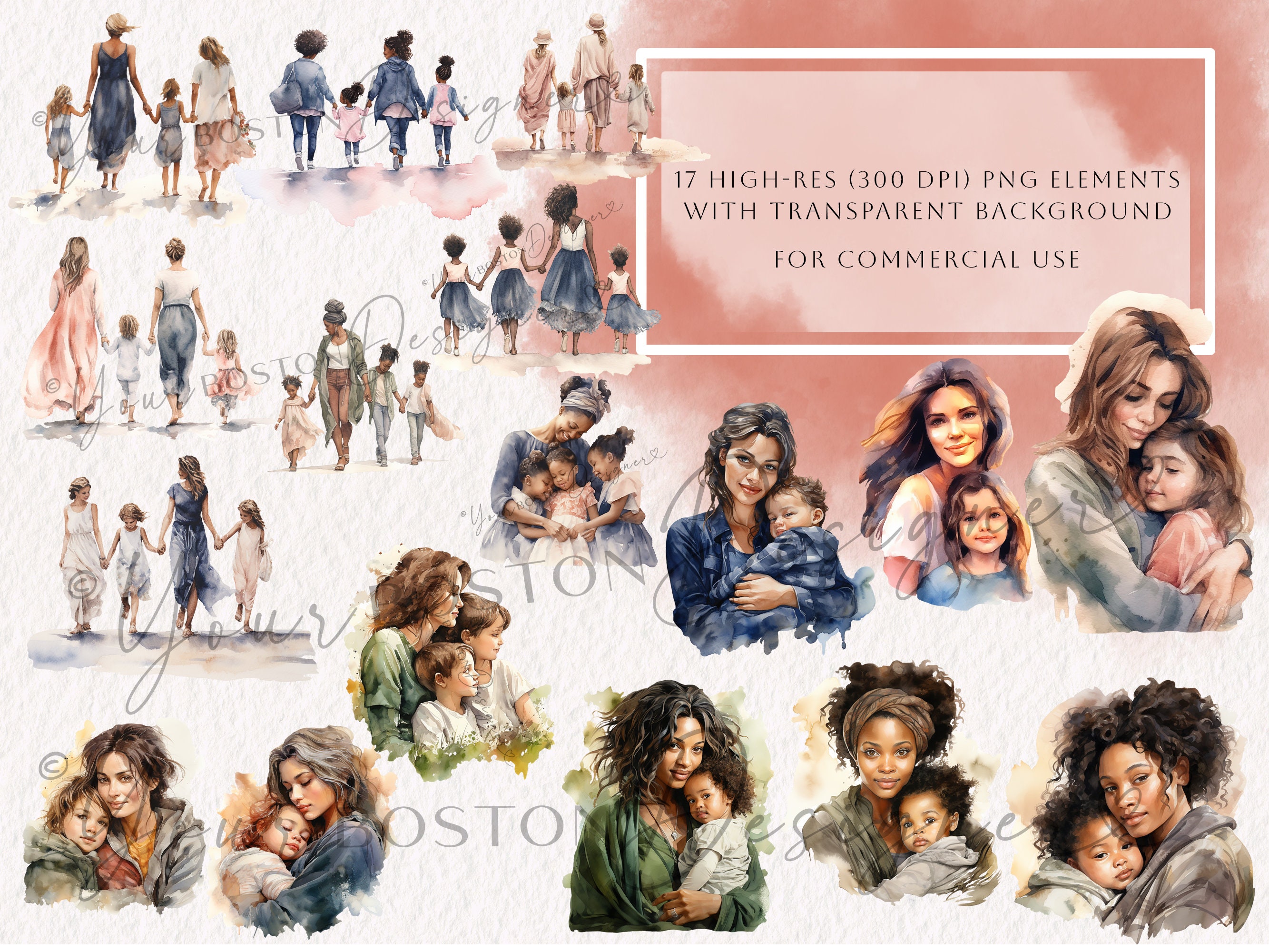 Mom and Me Clipart Set | Mom Clipart | Mother's Day Clipart | Mama ...