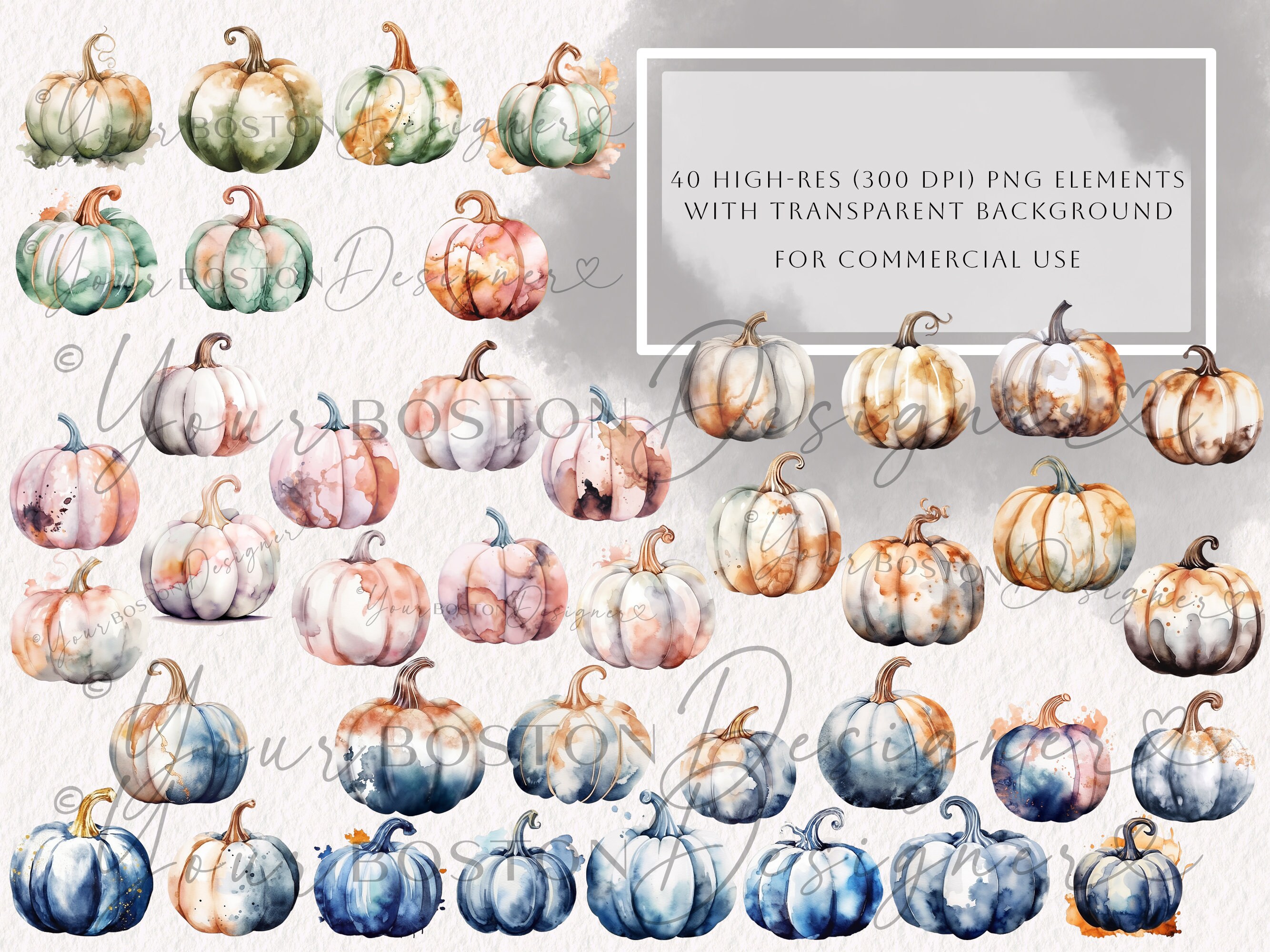 Special Pumpkins Watercolor Clipart Set Pastel Halloween Pumpkin ...