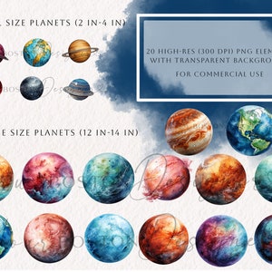 Planets Watercolor Clipart Set | Earth Clipart | Planets | Commercial ...