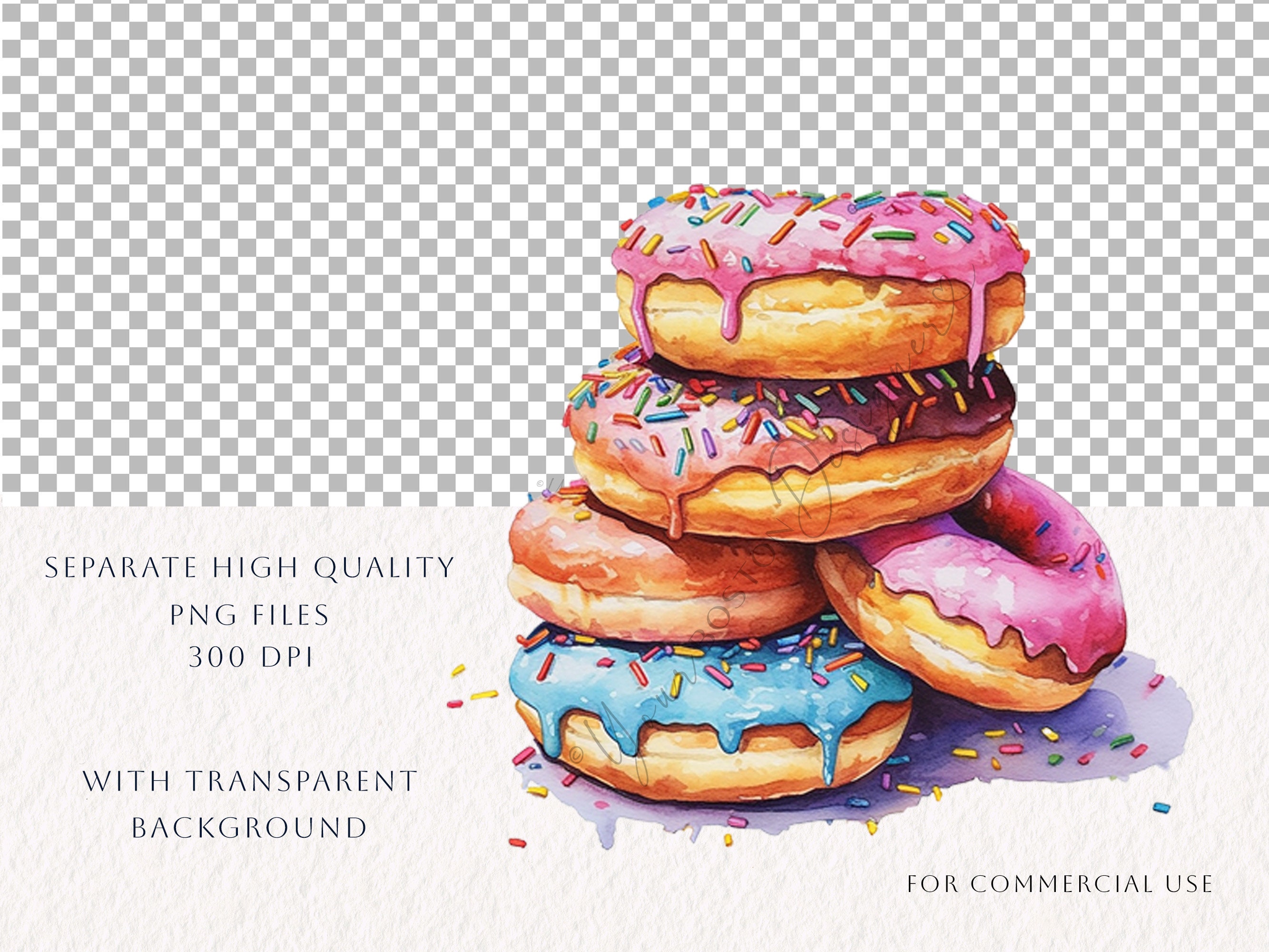 Doughnuts Watercolor Clipart Set | Commercial Use OK | Donut Clipart - Etsy