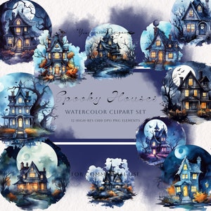 Spooky Houses Clipart Set | Halloween Houses | Scary House Clipart ...