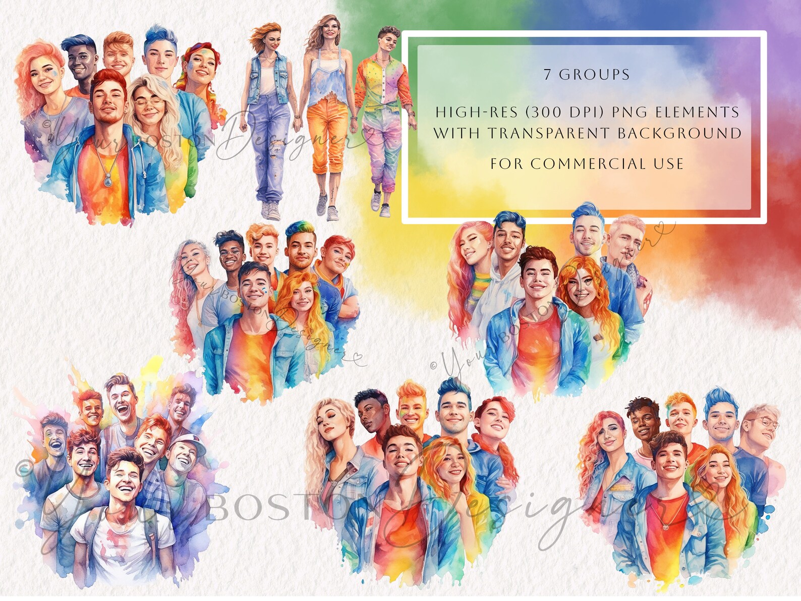 Pride Watercolor Clipart Set | Gay Couple Clipart | Lesbian Couple ...