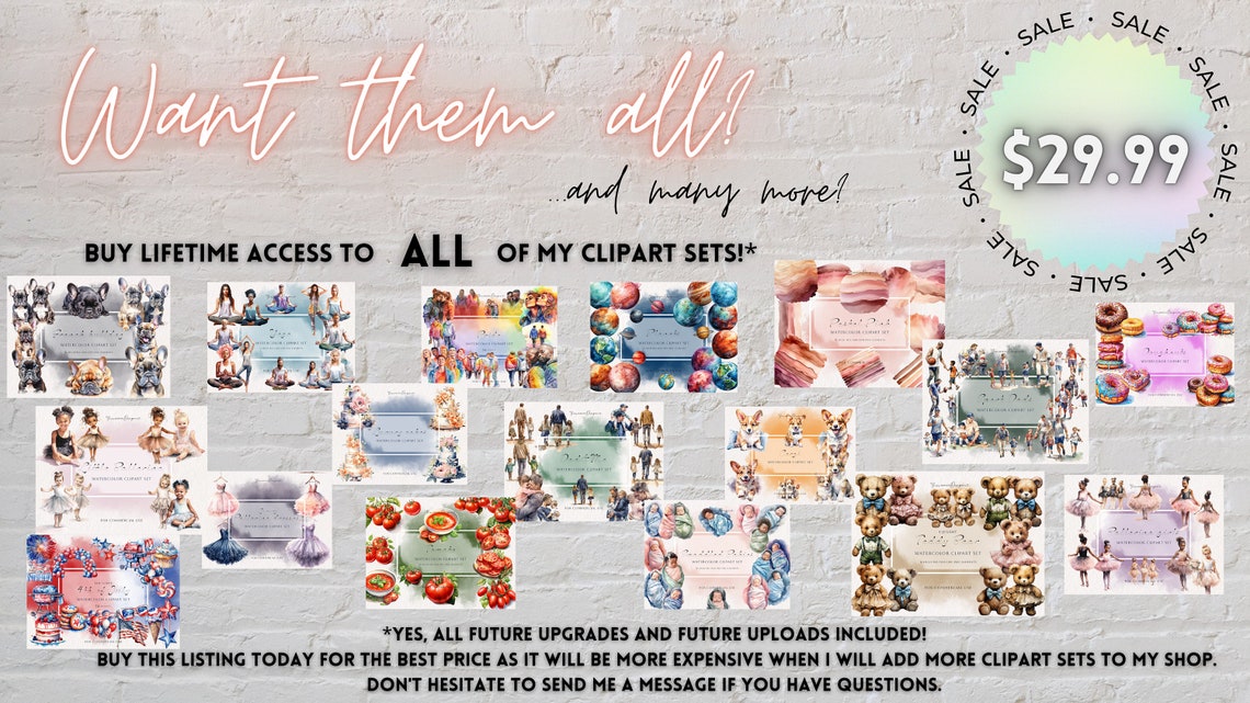 Lifetime Store Access Clipart Sets Commercial Use Clipart Bundle ...