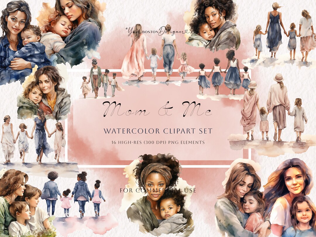 Mom and Me Clipart Set Mom Clipart Mother's Day - Etsy