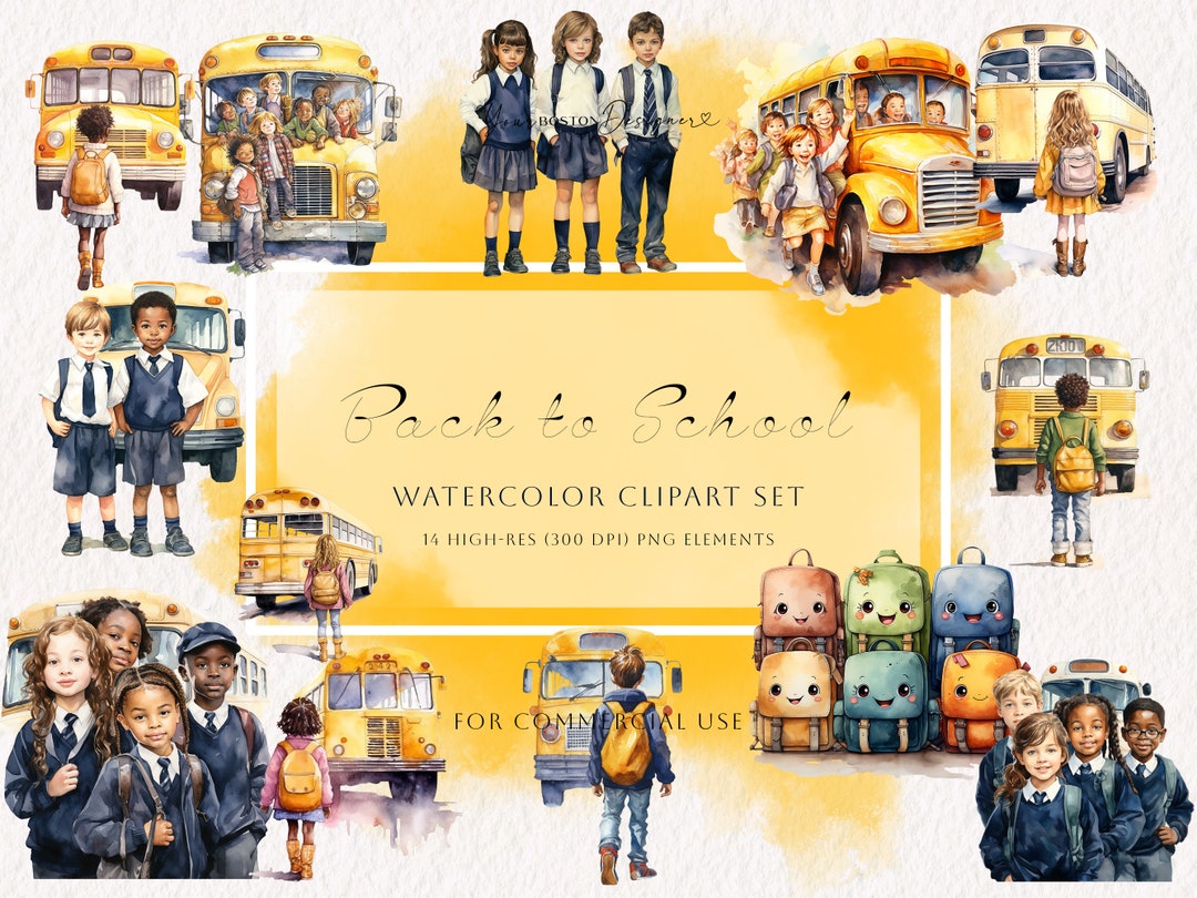 Back to School Clipart Set | Back to School | School Bus Clipart ...