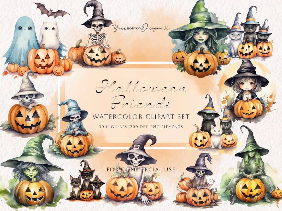 Halloween Friends Clipart Set | Halloween Pumpkin Clipart | Halloween ...