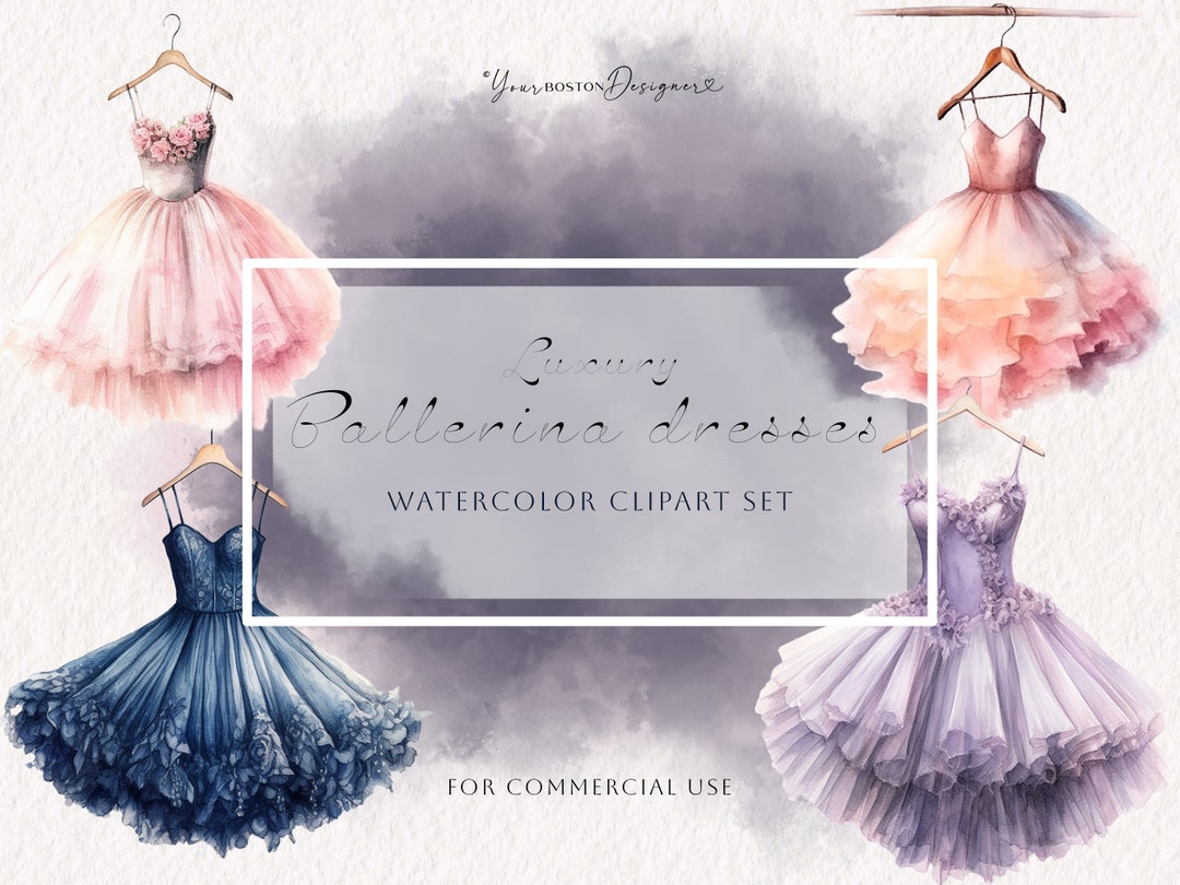 Ballerina Dresses Watercolor Clipart Set | Ballet Tutu Clipart | Ballet Dress Clipart ...
