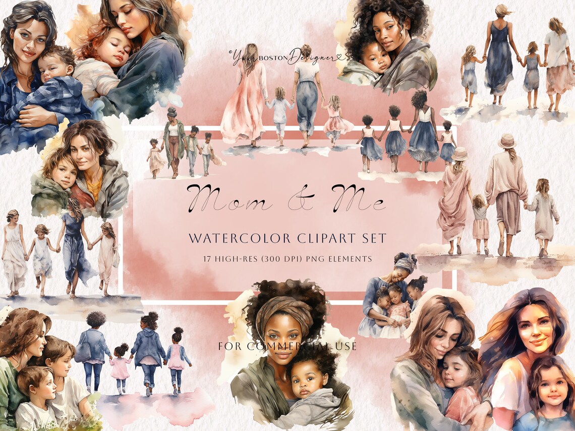 Mom and Me Clipart Set Mom Clipart Mother's Day Clipart Mama Clipart ...