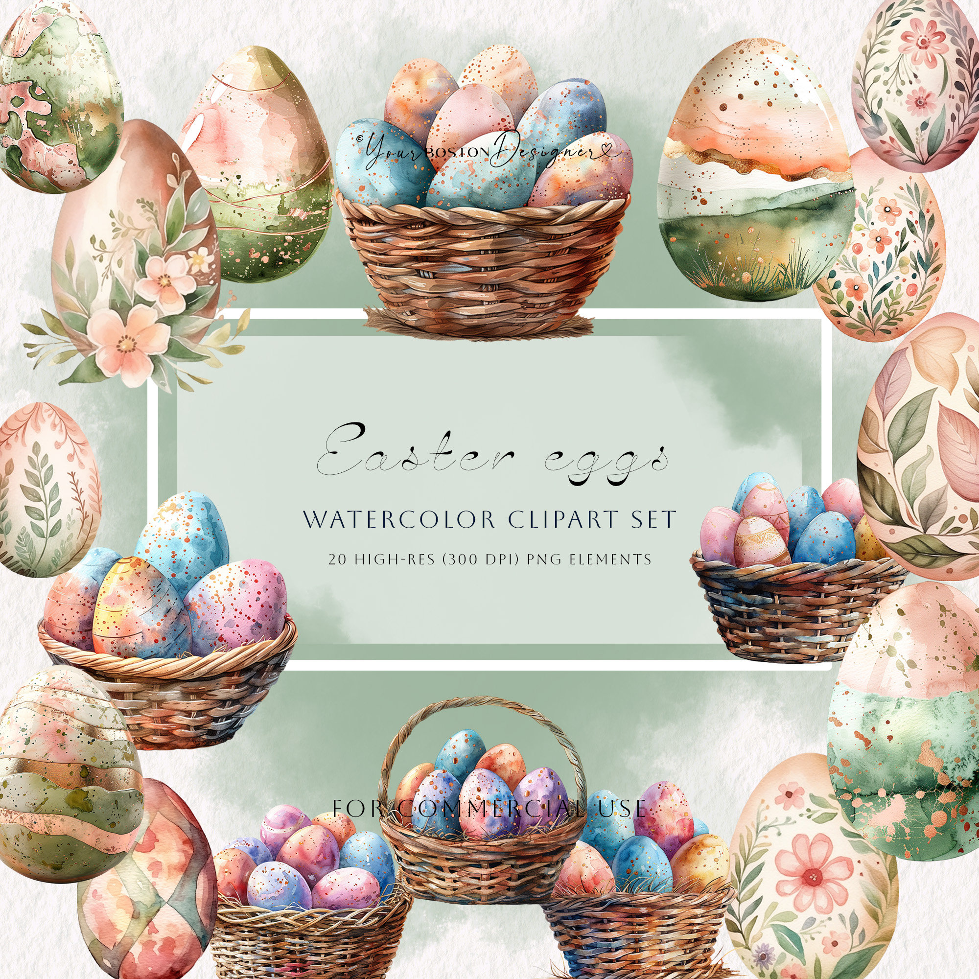 Easter Eggs Clipart Set Easter Clipart Pastel Easter Egg Clipart ...