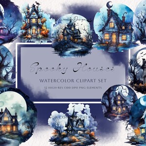 Spooky Houses Clipart Set | Halloween Houses | Scary House Clipart ...