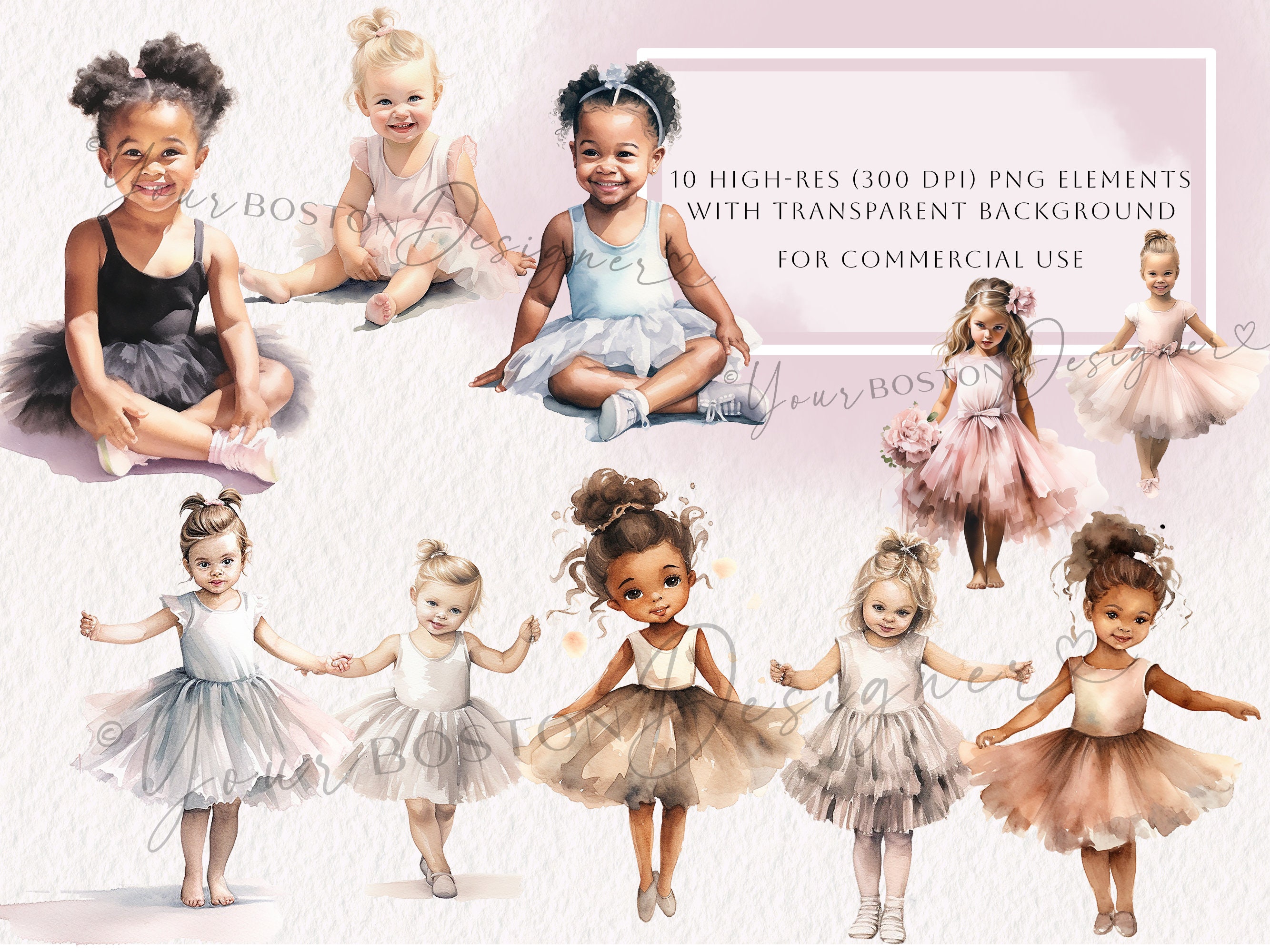 Little Ballerina Watercolor Clipart Set | Commercial Use OK - Etsy