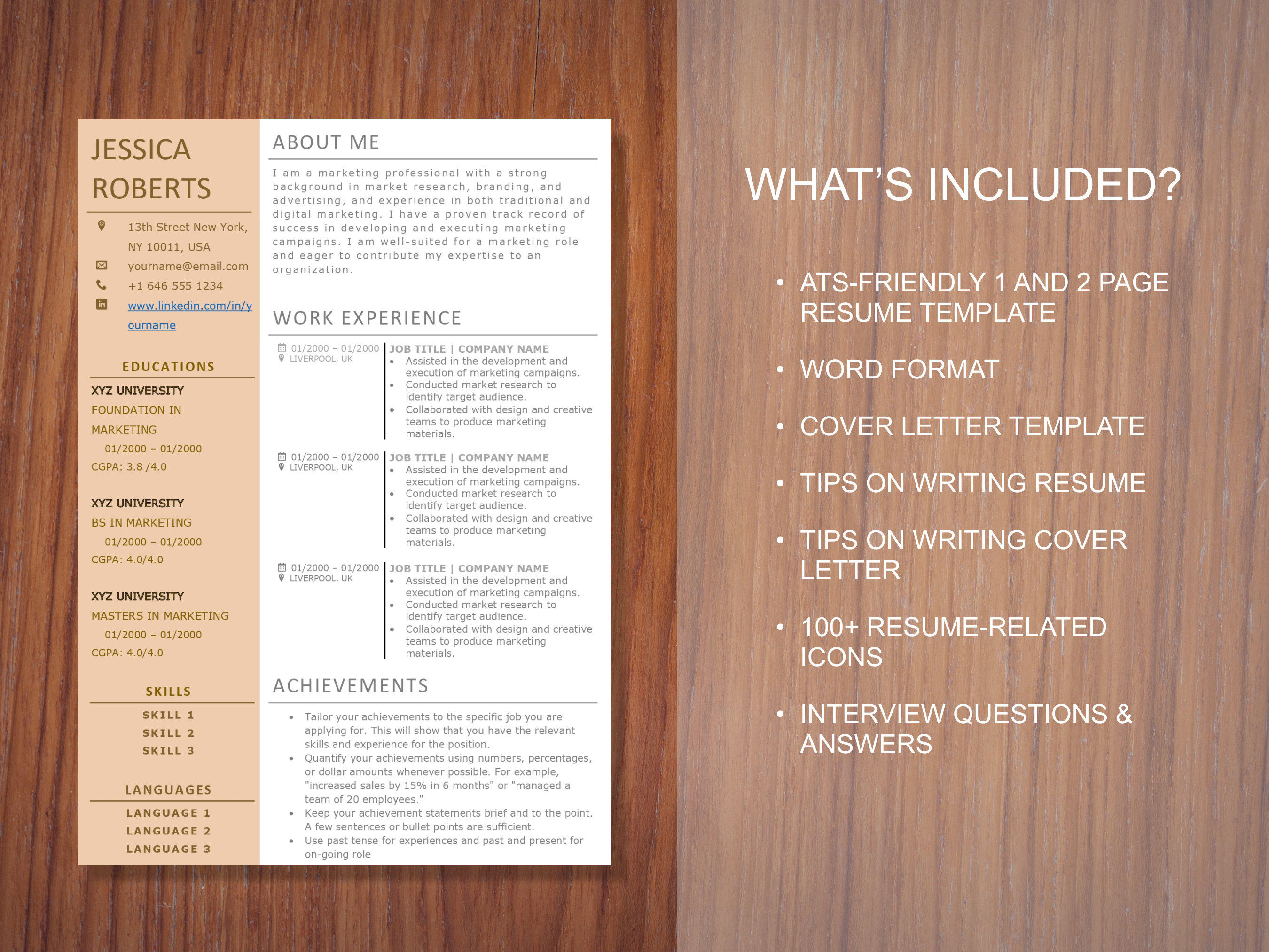 Clean Simple Resume Template Word, Modern Digital CV Template Word ...
