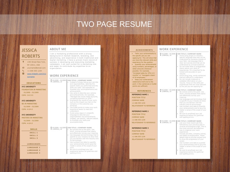 Clean Simple Resume Template Word Modern Digital CV Template - Etsy