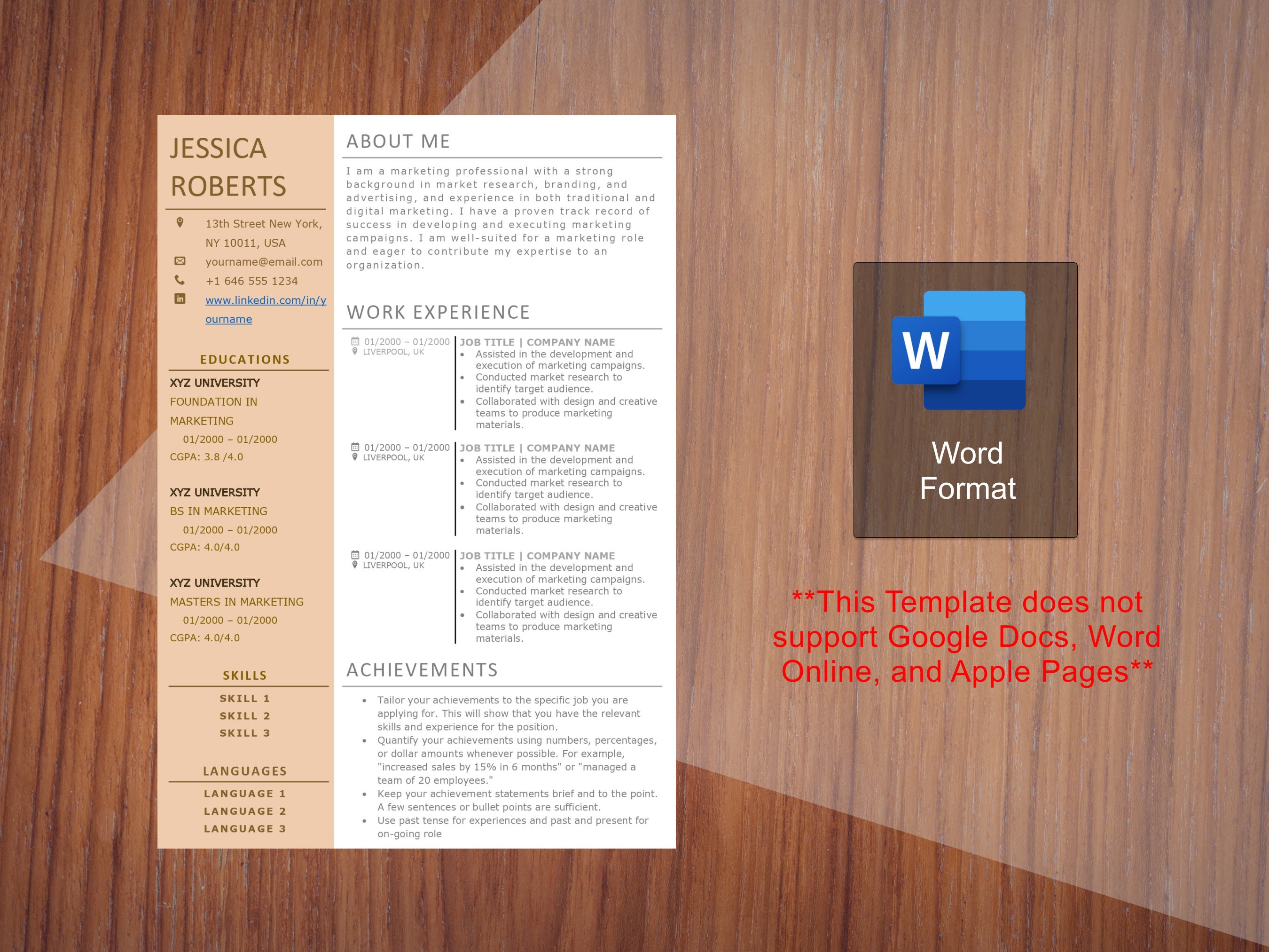 Clean Simple Resume Template Word, Modern Digital CV Template Word ...
