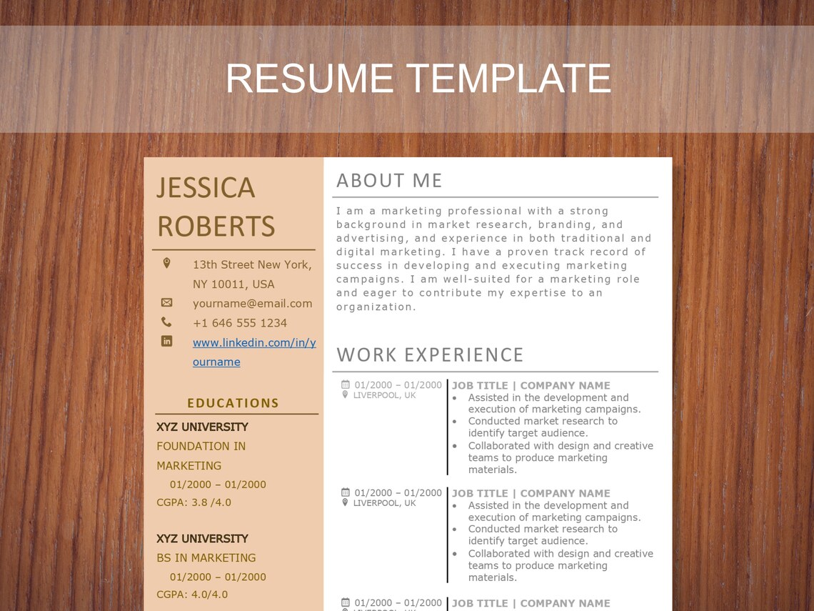 Clean Simple Resume Template Word, Modern Digital CV Template Word ...