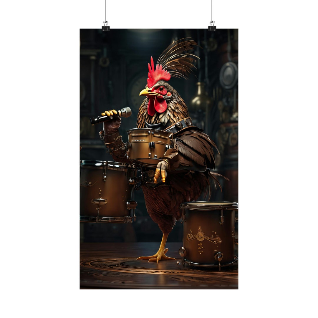 Steampunk Chicken Rock - Matte Vertical Posters - Etsy