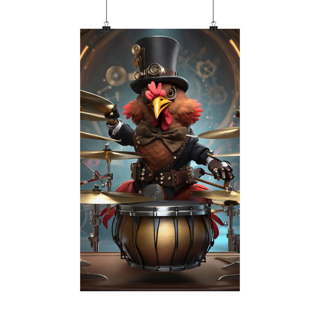 Drumstick Steampunk Chicken Matte Vertical Posters - Etsy