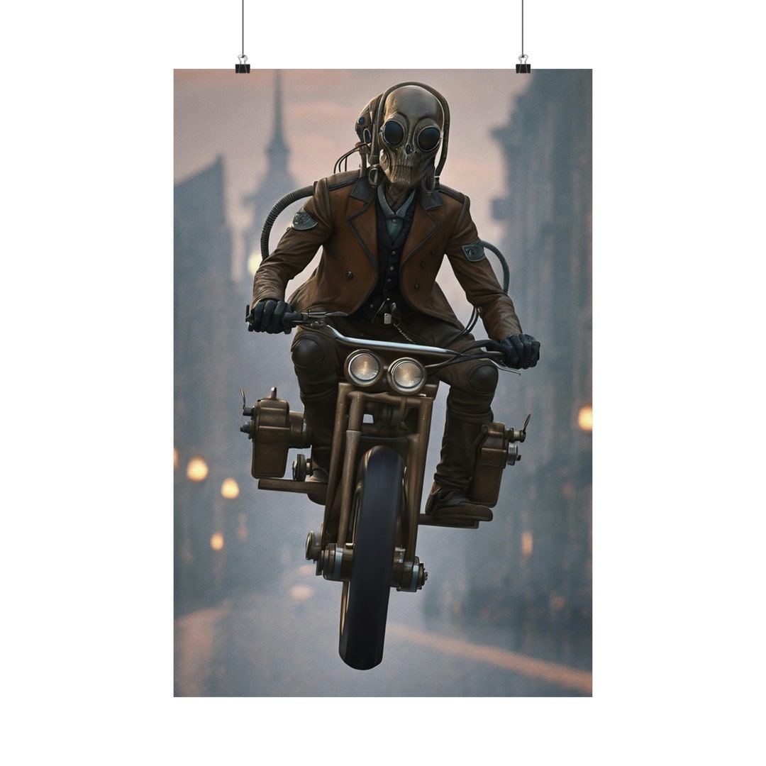 Alien on a Motorcycle - Matte Vertical Posters - Etsy