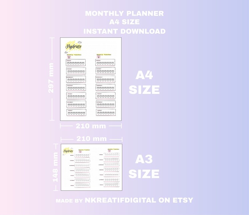 Weekly Water Intake Tracker, Printable PDF, Digital Download, Hydration ...