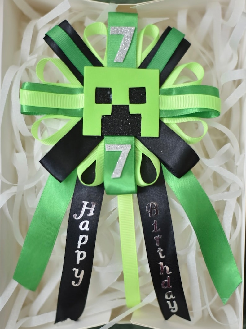Minecraft Birthday Badge, Minecraft Inspired Rosette, Custom Birthday ...