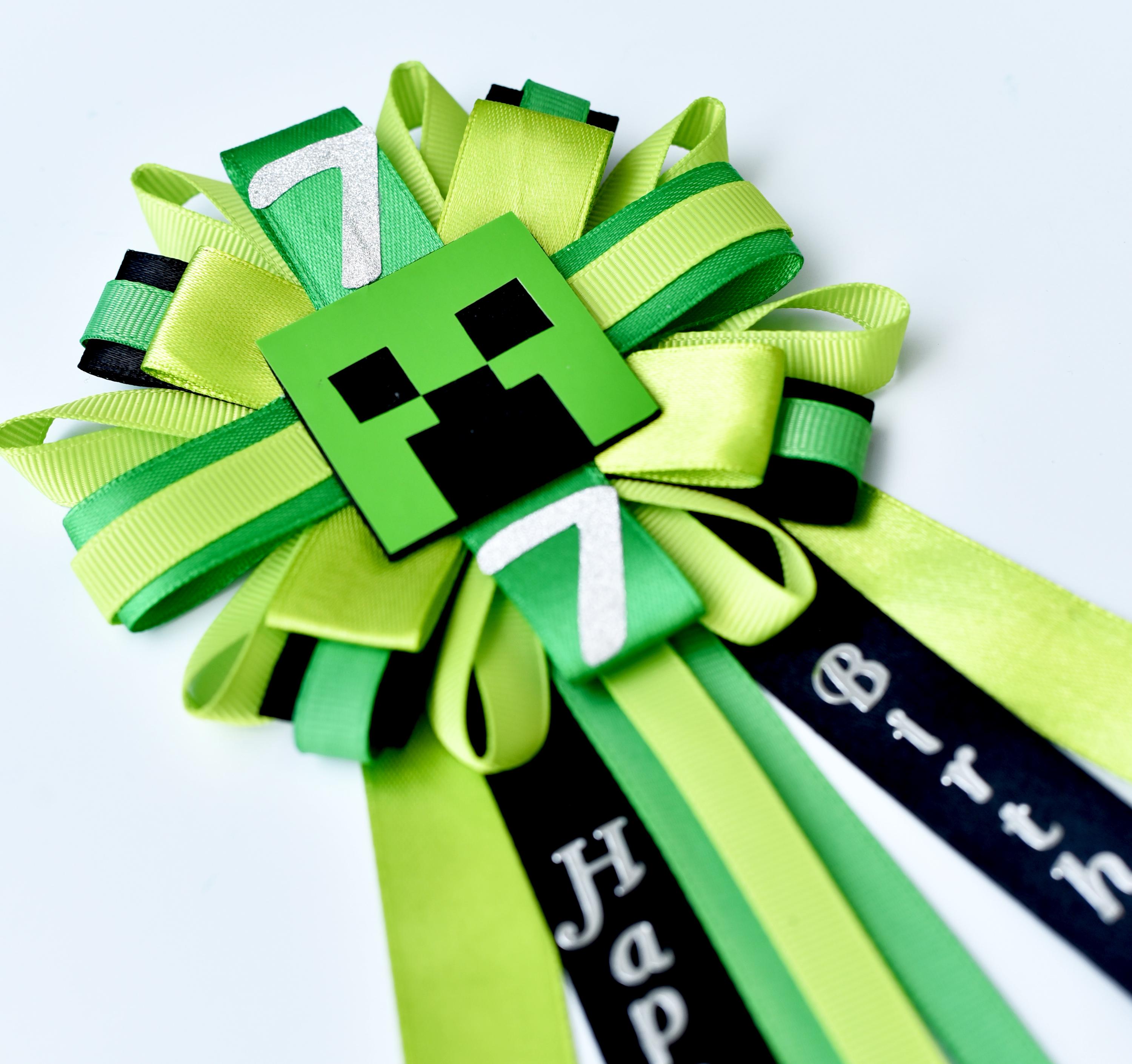 Minecraft Birthday Badge, Minecraft Inspired Rosette, Custom Birthday ...